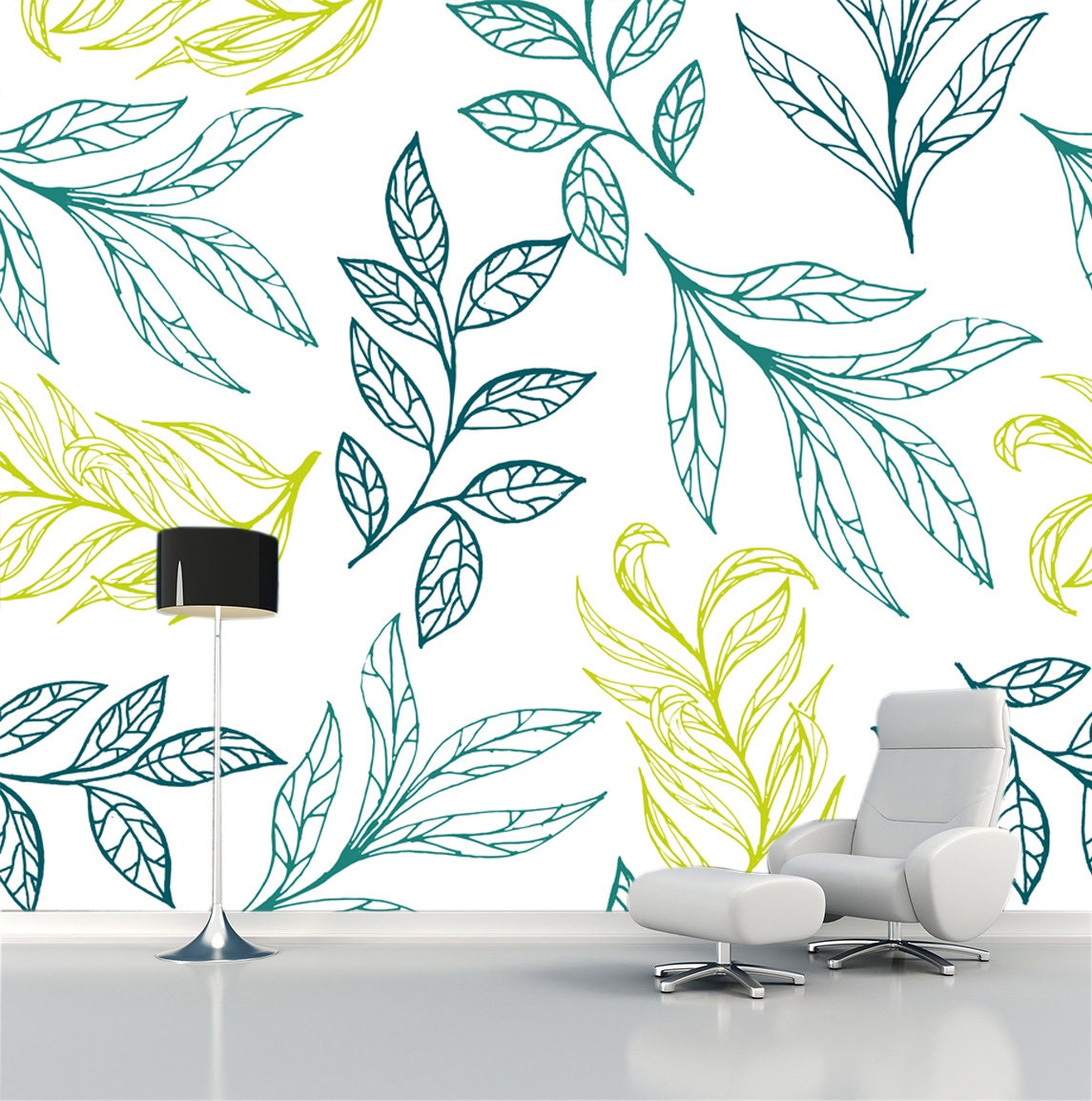 Leave Wall Mural Tropical Leaves Art Botanical Wall Decal - Etsy
