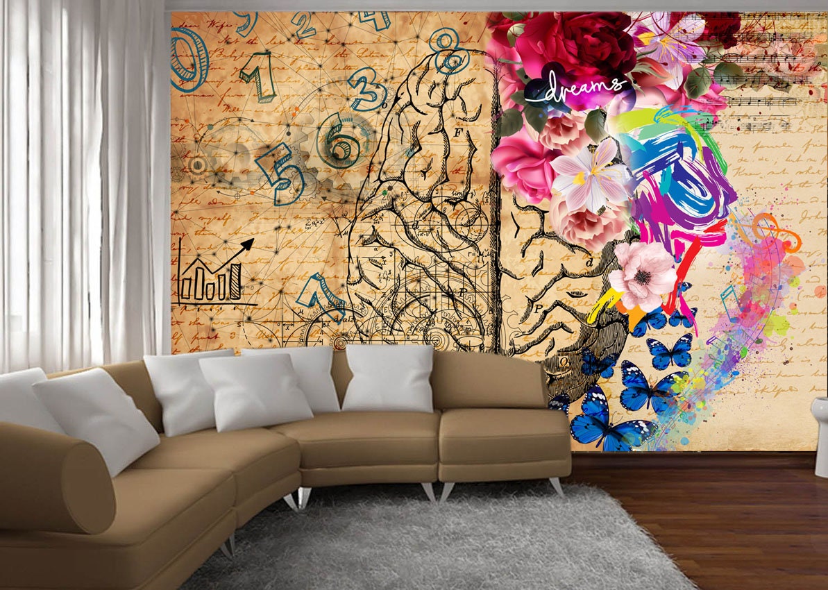 Human Brain Wallpaper Anatomy Mural Creative Wall Prints Abstract ...
