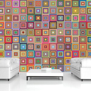 Square Wall Decal Geometric Wall Decal Shapes Wall Art Retro Mural ...