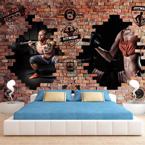 Sport Wallpaper Gym Wall Mural Bodybuilding Print Workout Vinyl ...