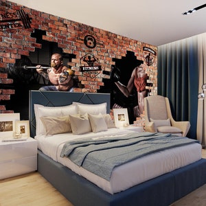 Sport Wallpaper Gym Wall Mural Bodybuilding Print Workout Vinyl ...