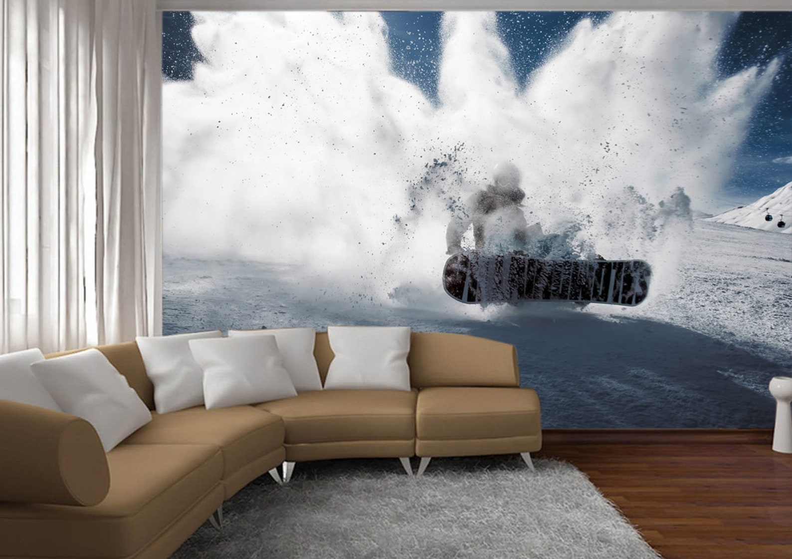 Snowboard Wallpaper Snowboarder Jumping Wall Mural Winter Sport Peel ...