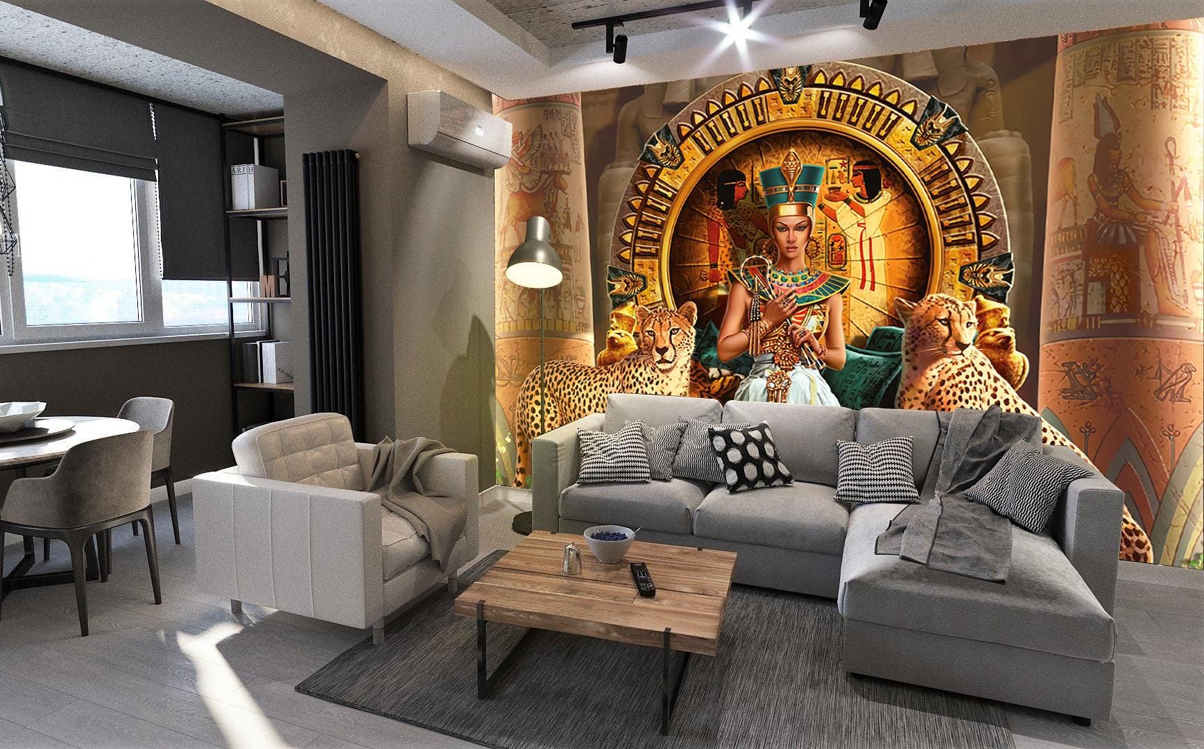 Queen Cleopatra Wallpaper Egypt Wall Mural Peel & Stick Hieroglyph ...