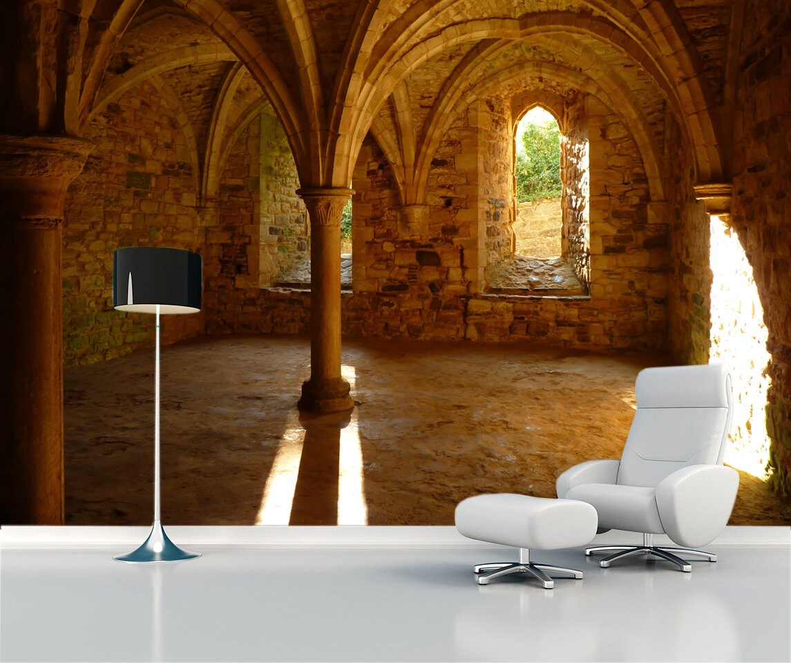 Ancient Abbey Wallpaper Architecture Wall Mural Room Gothic Art Self ...