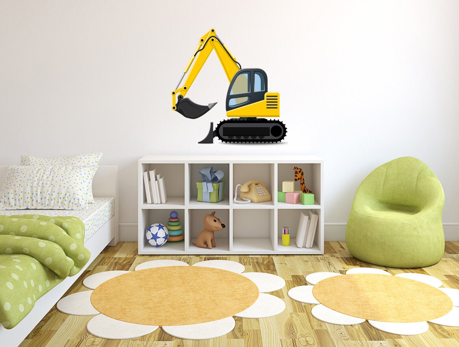 Excavator Decal Construction Decals Kids Room Wall Decor Construction ...