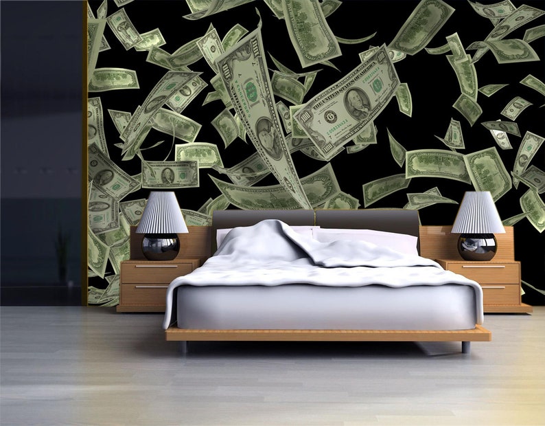 Money Rain Wallpaper 100 Dollar Print Peel and Stick Motivation Wall ...