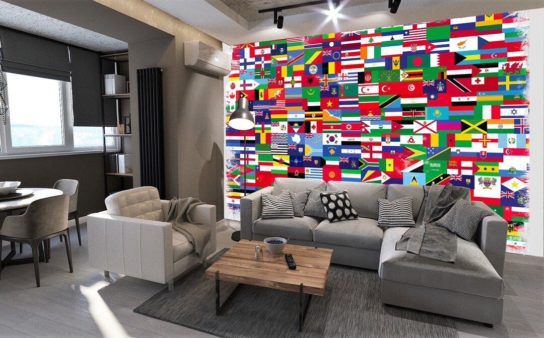 Flags of Countries of the World Wallpaper Educational Print National ...