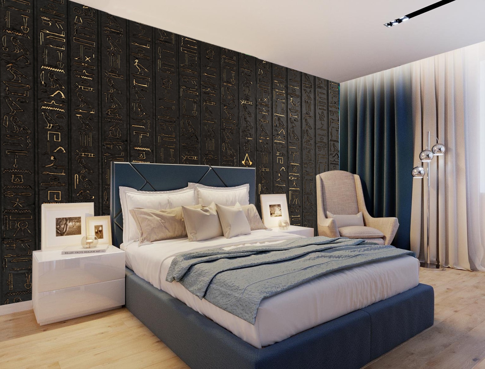 Peel and Stick Gold Hieroglyph Wallpaper Ancient Egyptian Wall Decal ...