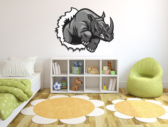 Rhinoceros Decal Animal Decal Rhino Sticker Kids Wall Decal - Etsy