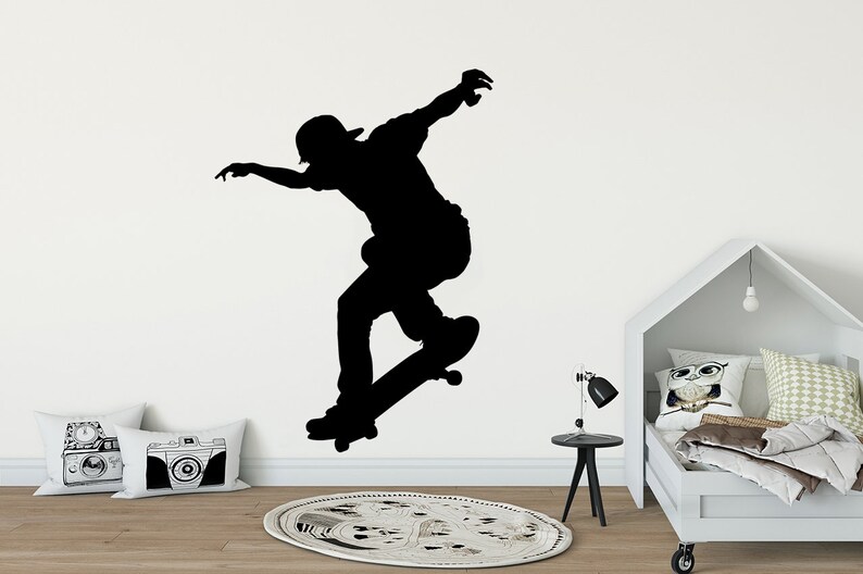 Skateboarder Decal Sport Vinyl Skateboard Wall Art Skate Sticker Boy ...