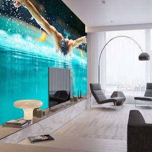 Swimmer Wallpaper Pool Wall Decal Peel and Stick Swimming Mural Sport ...