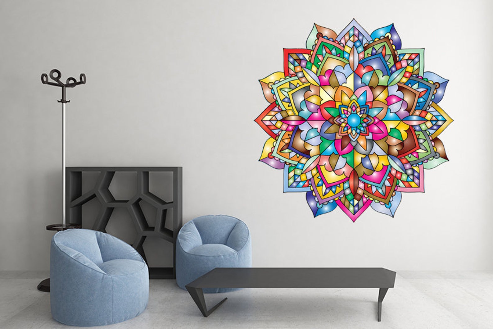 Mandala Wall Decal Girl Room Art Yoga Studio Décor Meditating - Etsy