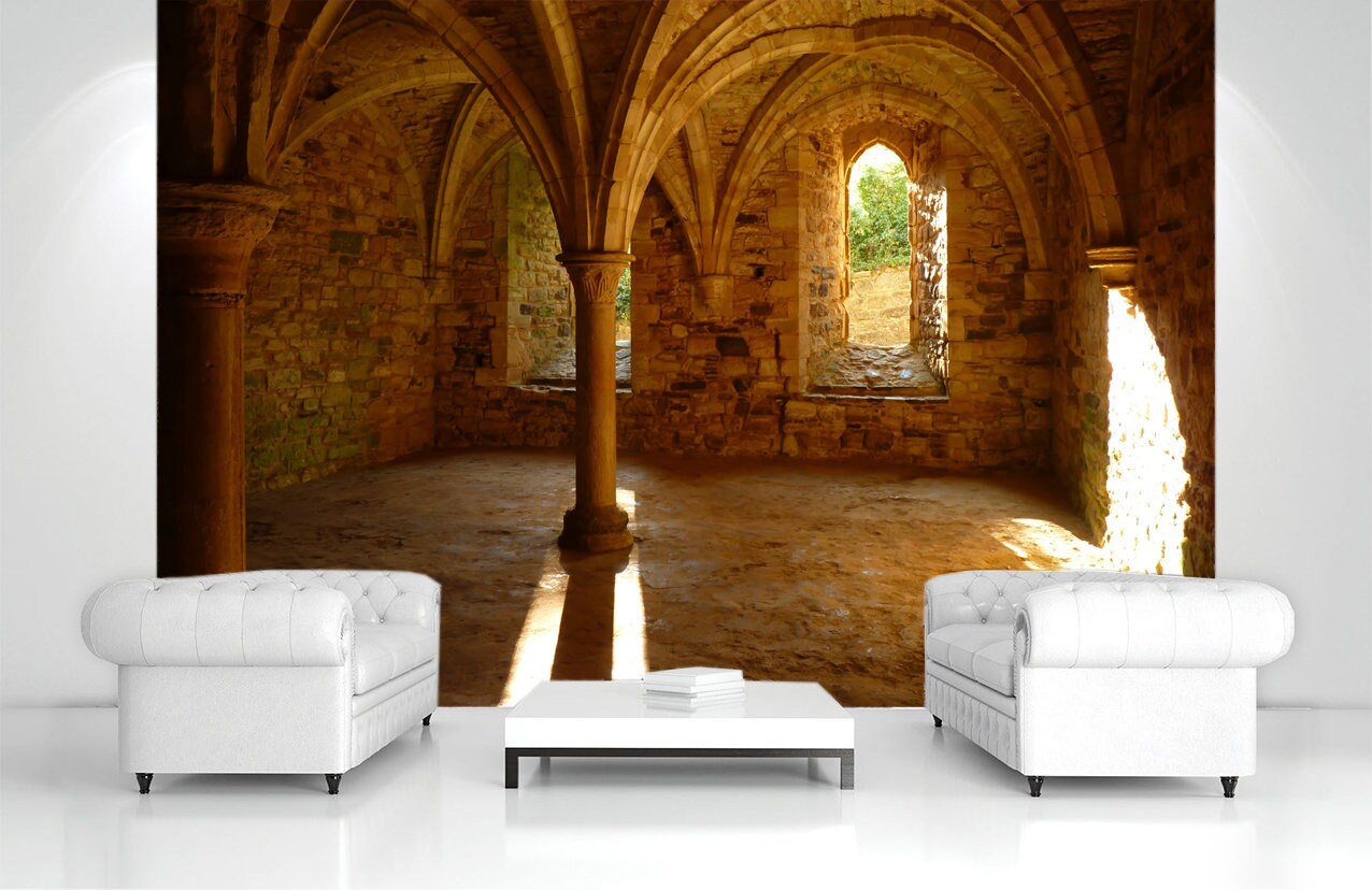 Ancient Abbey Wallpaper Architecture Wall Mural Room Gothic Art Self ...