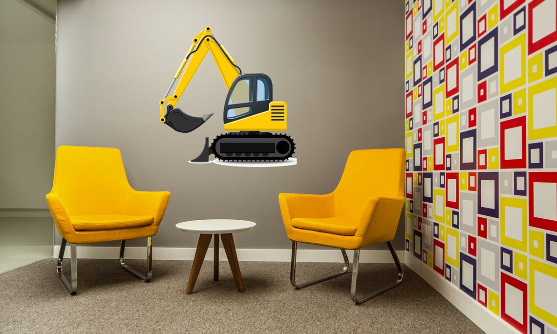 Excavator Decal Construction Decals Kids Room Wall Decor Construction ...