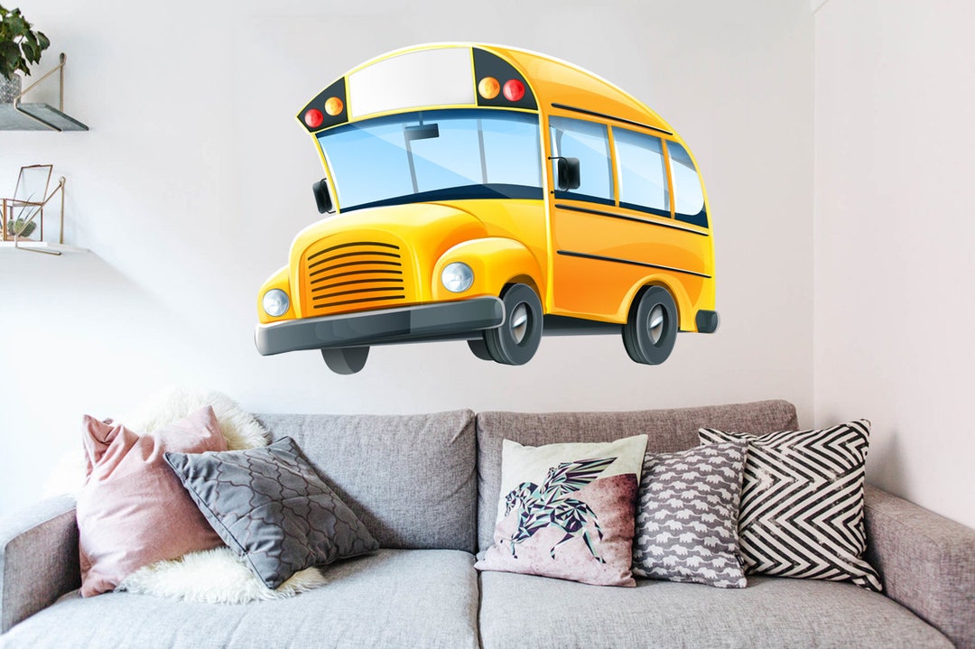Yellow Bus Decal Transport Vinyl School Bus Print Machinery Sticker ...