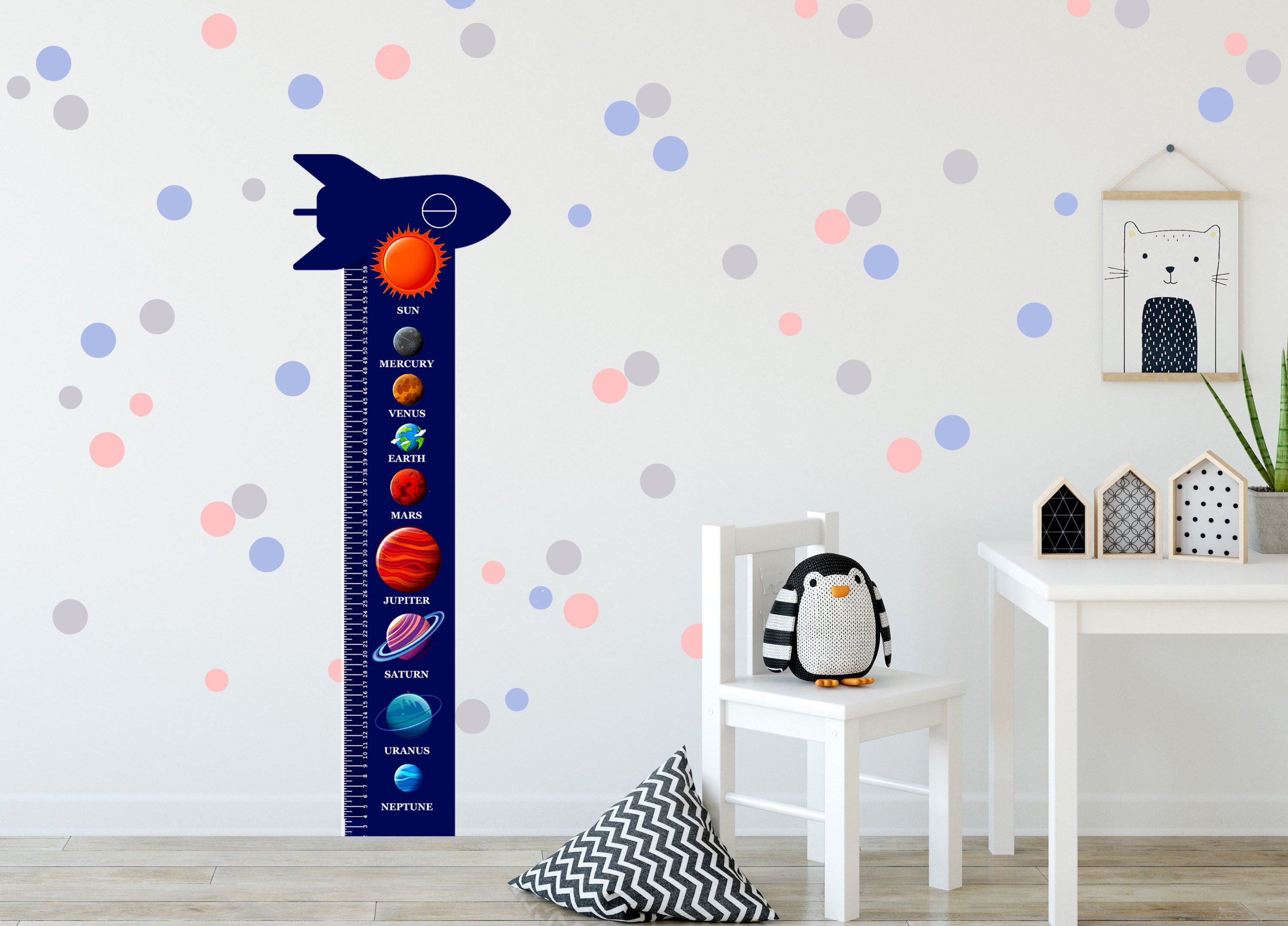 Space Height Chart Solar System Decal Baby Height Chart Playroom Wall ...