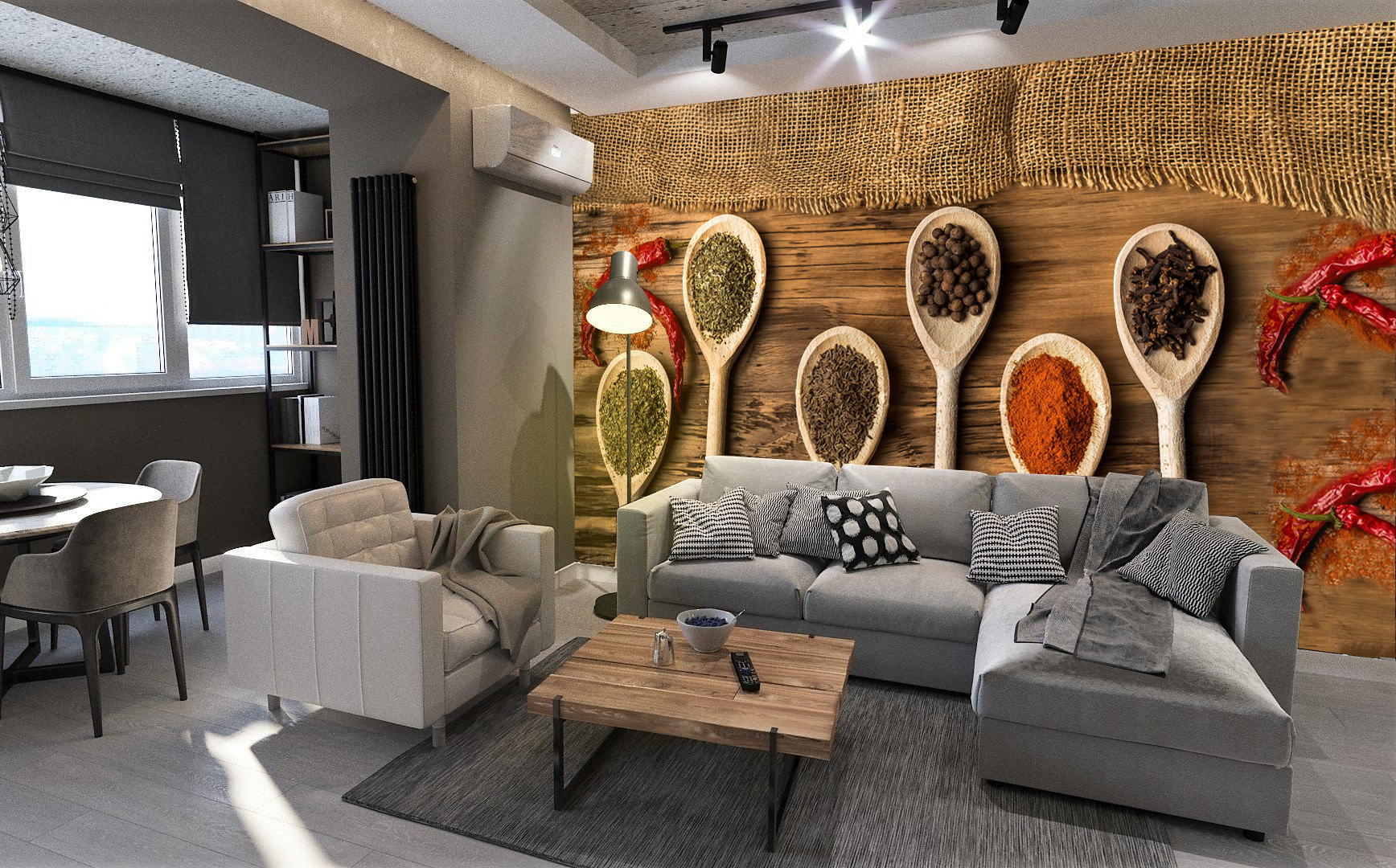 Peel and Stick Spices Wallpaper Kitchen Mural Spoon Print Food Decal ...