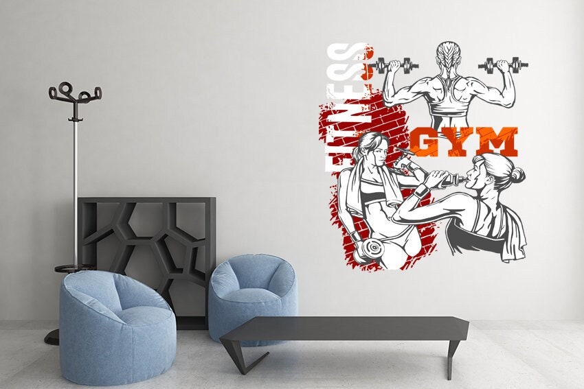 Gym Wall Decal Home Gym Decor Muscle Wall Art Fitness Center - Etsy