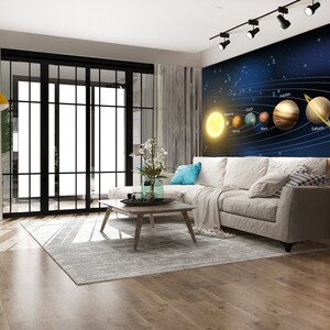 Solar System Wallpaper Planet Wall Decal Removable Earth Sun Vinyl ...