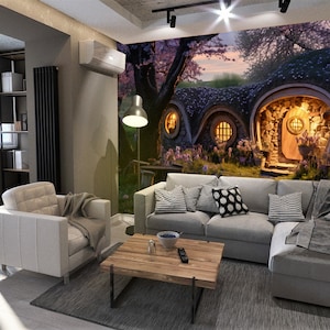 Fairy House Wallpaper Magic Wall Art Fairy Tale Mural Forest House ...