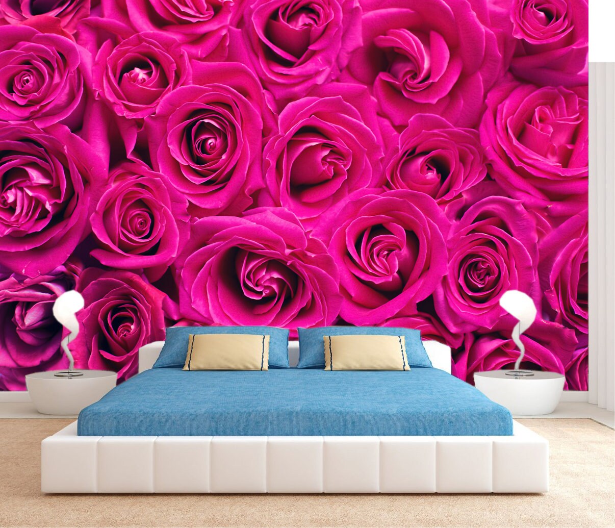 Pink Rose Wallpaper Flower Peel and Stick Rose Self Adhesive Floral ...