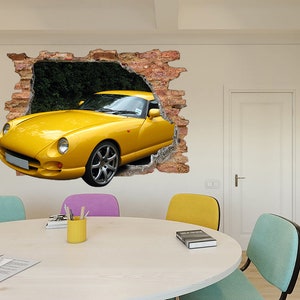 Yellow Auto Decal Sportcar Decor Transport Wall Art Muscle Car Poster ...