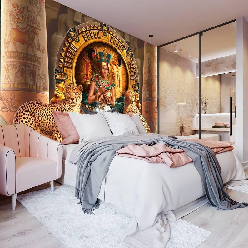 Queen Cleopatra Wallpaper Egypt Wall Mural Peel & Stick Hieroglyph ...