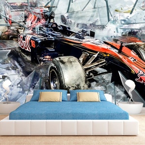 Speed Wall Art Racing Cars Mural Formula Wall Decal Car Wall Decal Peel ...