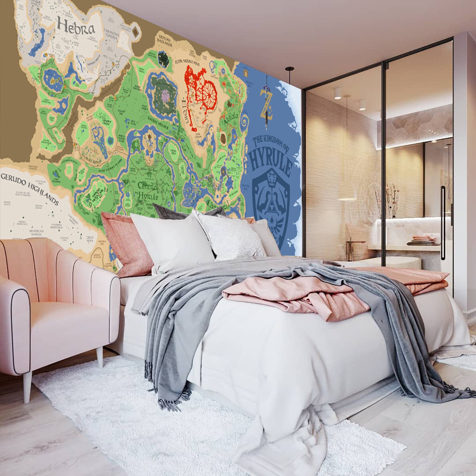 Hyrule Map Wallpaper Legend of Zelda Print Peel and Stick the Kingdom ...