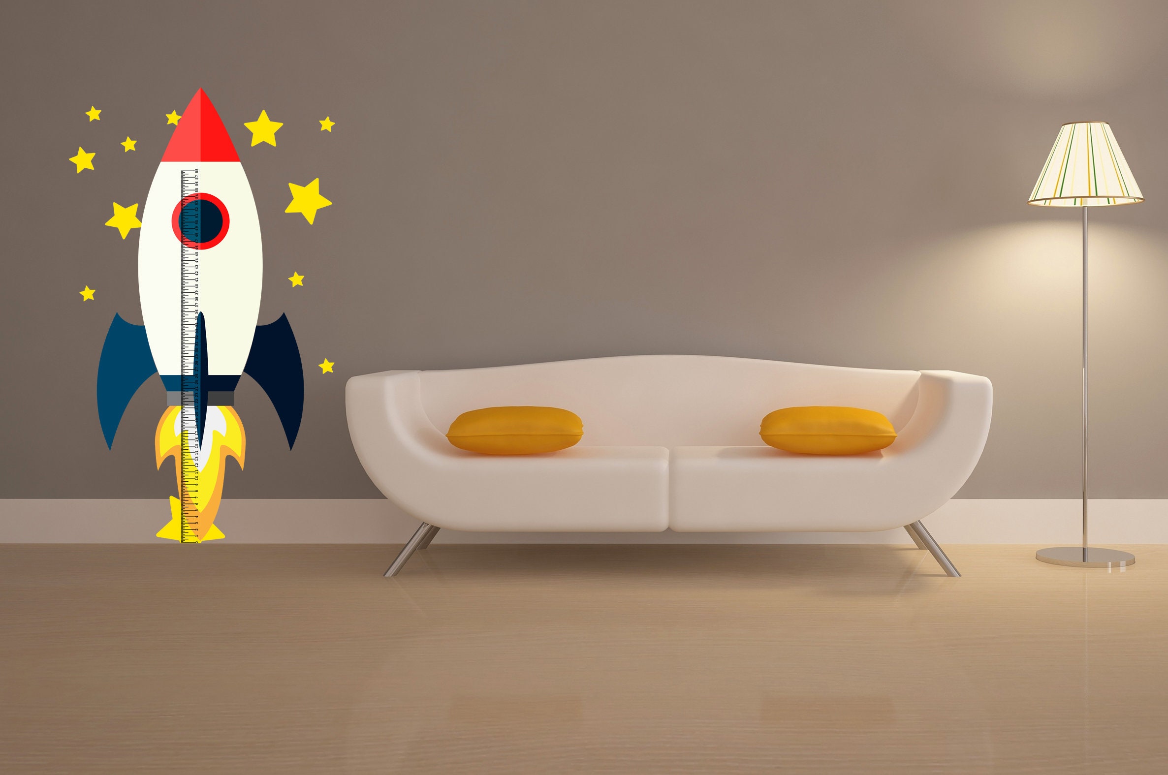 Children's Wall Meter Rocket Height Charts Nursery Wall Decals ...