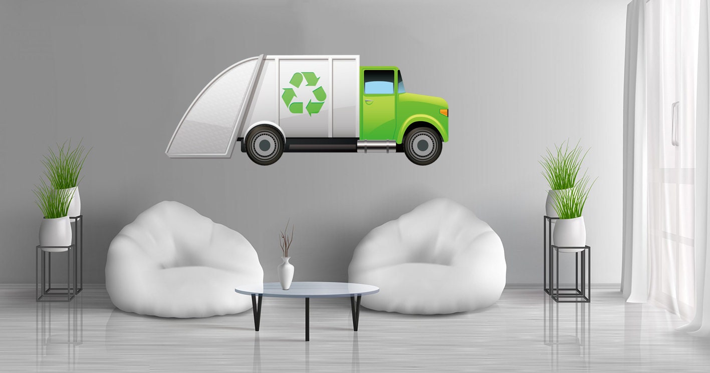 Garbage Truck Decal Kids Car Prints Trash Truck Artwork Engine - Etsy
