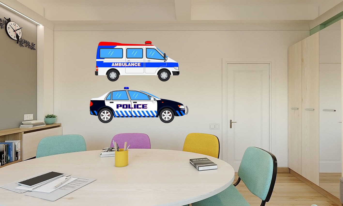 Police Wall Decal Ambulance Sticker Nursery Cars Vinyl | Etsy
