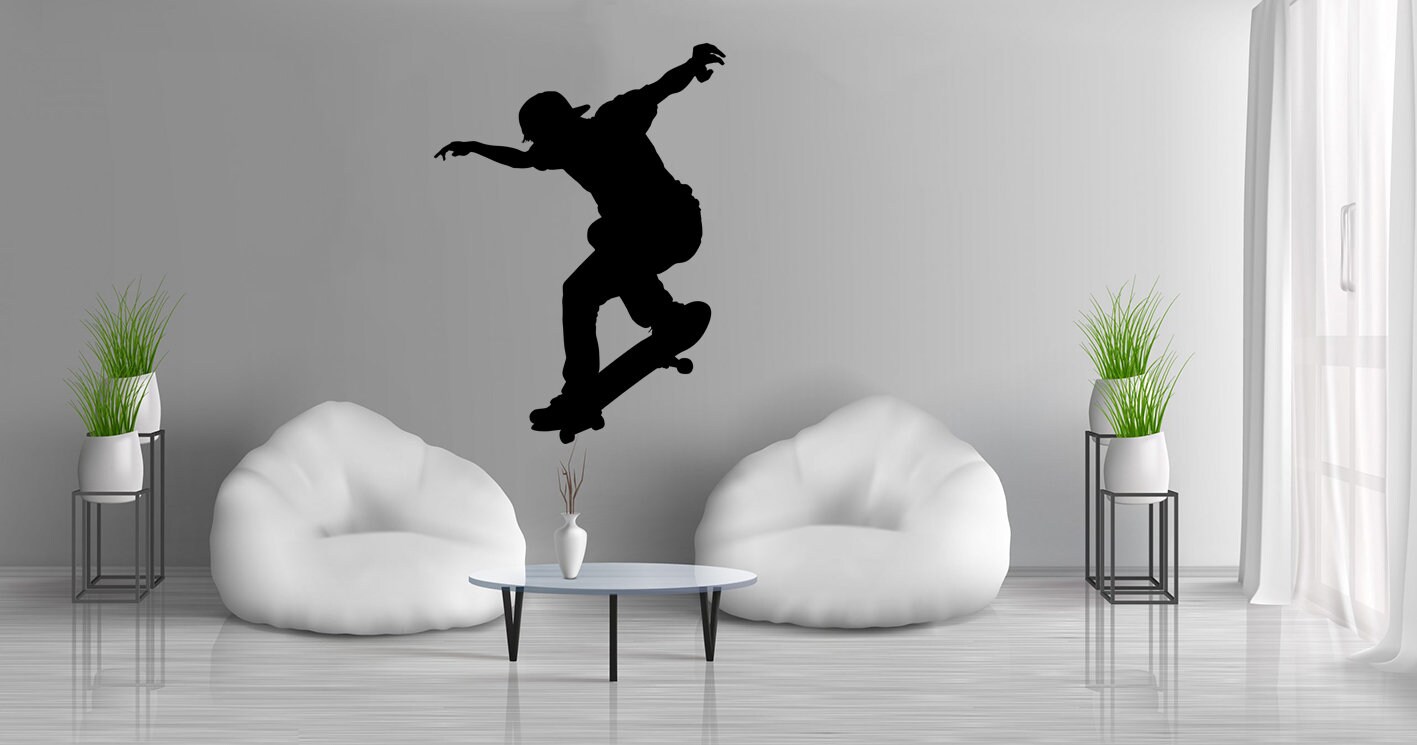 Skateboarder Decal Sport Vinyl Skateboard Wall Art Skate Sticker Boy ...