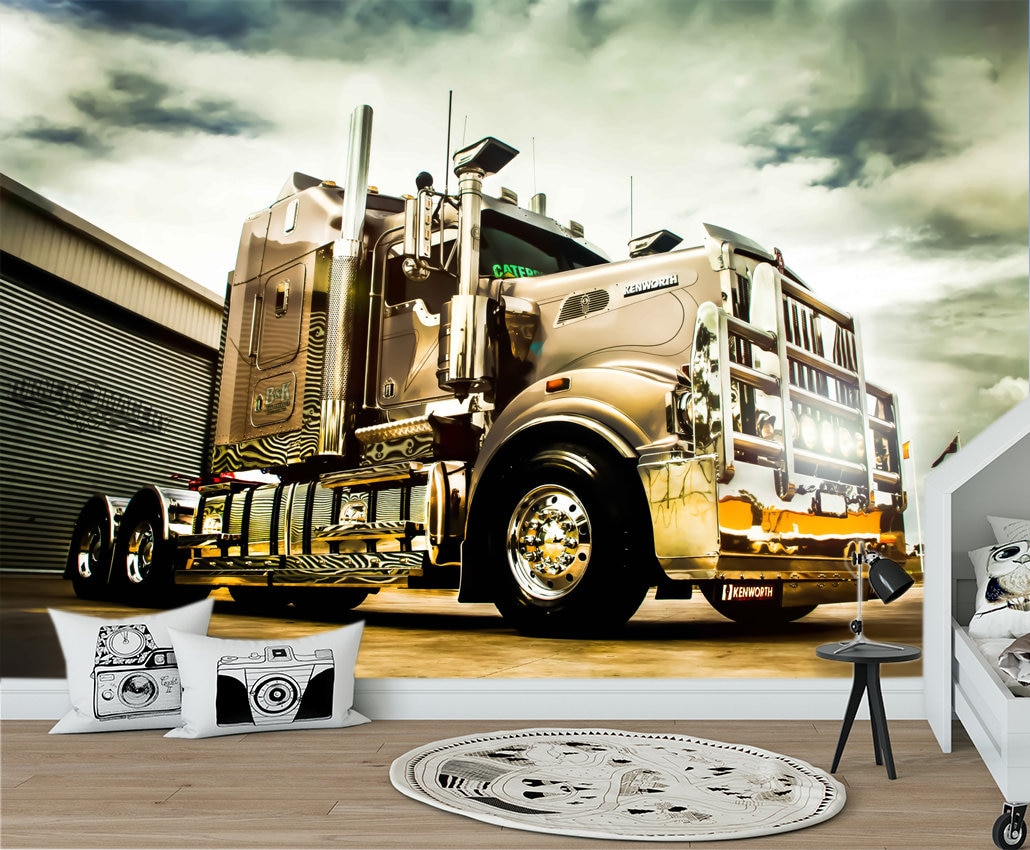 Semi Truck Wallpaper Boys Room Mural Lorry Car Print Mechanism Wall ...