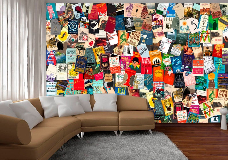 Literature World Wallpaper Collage of Books Famous Writers Mural Old ...