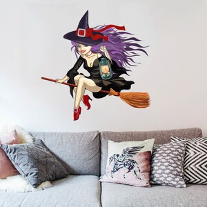 Witch Decal Broomstick Decal Halloween Decal Witch Decor Woman Decal ...