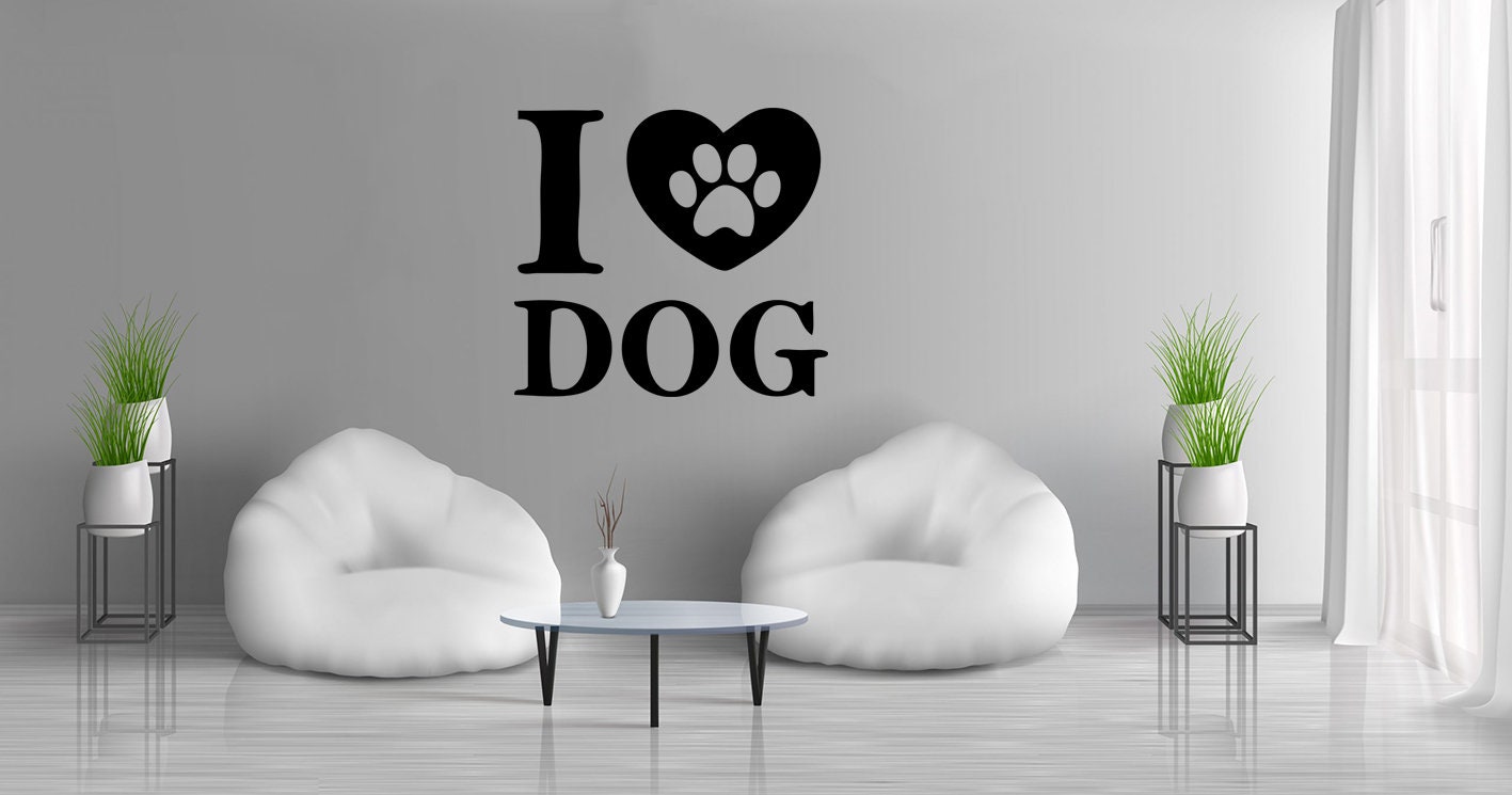 Love Dog Decal Your Dog Paw Print Custom Dog Name Dog Car Decal Paw ...