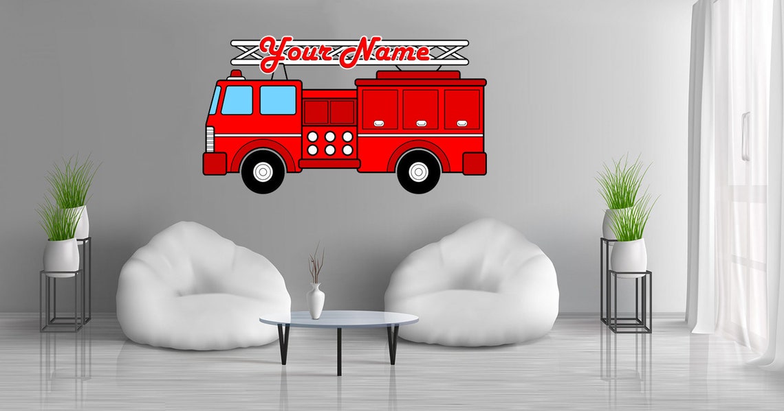 Name Fire Truck Fire Engine Decal Custom Fire Truck Truck Wall - Etsy