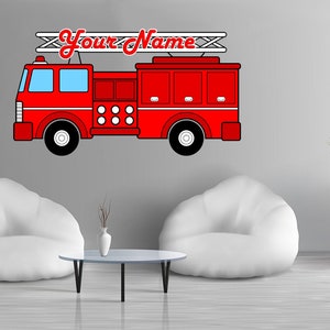 Name Fire Truck Fire Engine Decal Custom Fire Truck Truck Wall Sticker ...