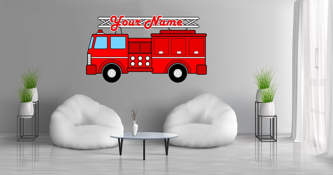 Name Fire Truck Fire Engine Decal Custom Fire Truck Truck Wall - Etsy