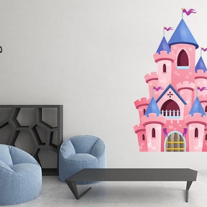 Castle Wall Decal Girl Wall Print Castle Princess Art Pink Wall Room ...