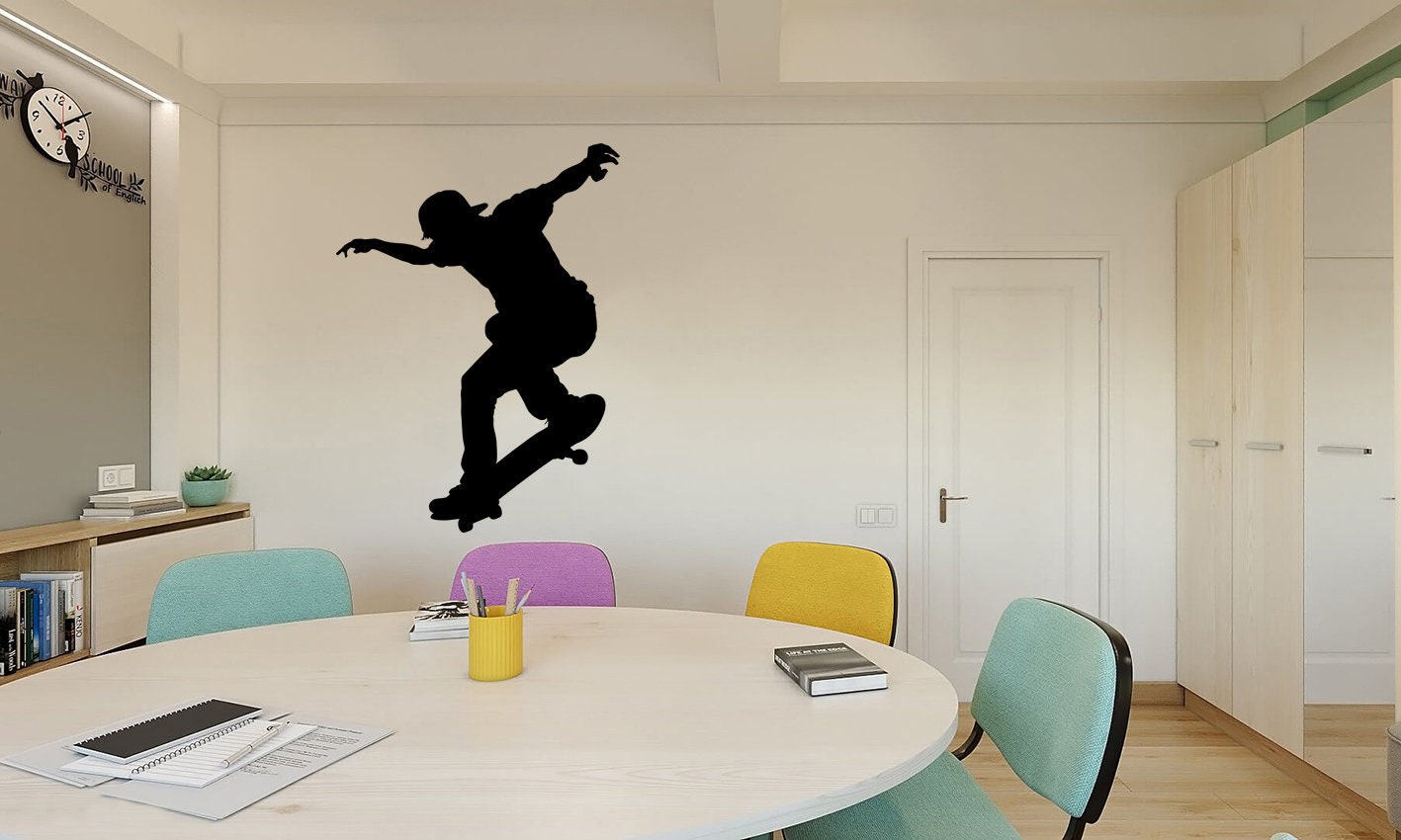 Skateboarder Decal Sport Vinyl Skateboard Wall Art Skate Sticker Boy ...