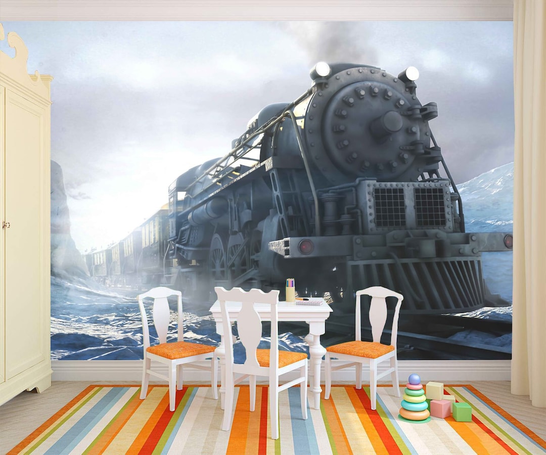 Train Wallpaper Play Room Mural Mechanism Wall Decal Transport Print ...