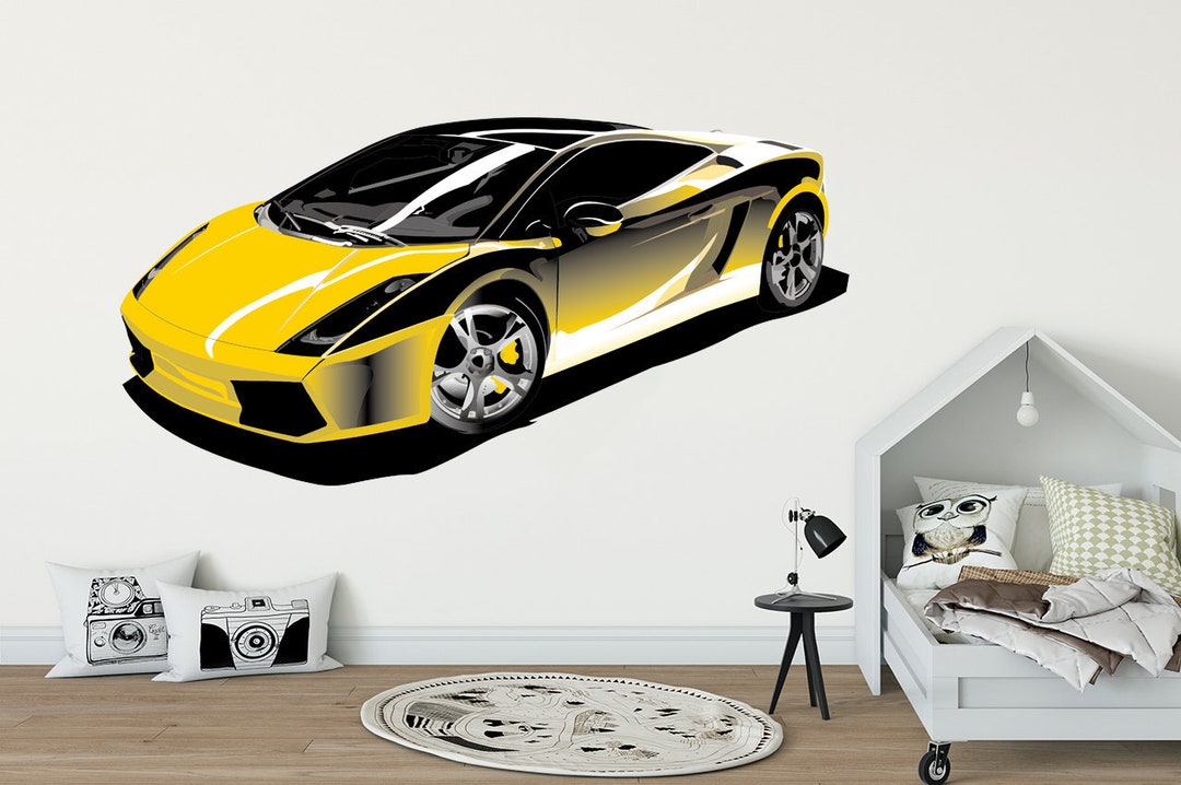 Lamborghini Decal Yellow Car Print Transport Wall Sticker Machinery ...