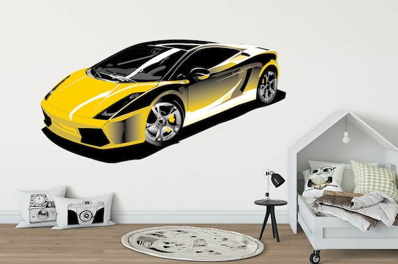 Lamborghini Decal Yellow Car Print Transport Wall Sticker - Etsy