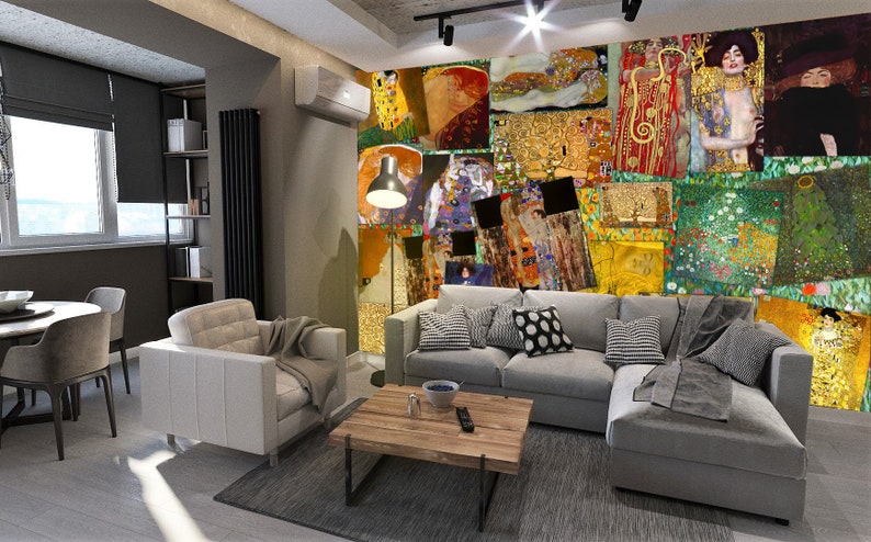 Collage Gustav Klimt Wallpaper Painting Print Farm Garden Art ...