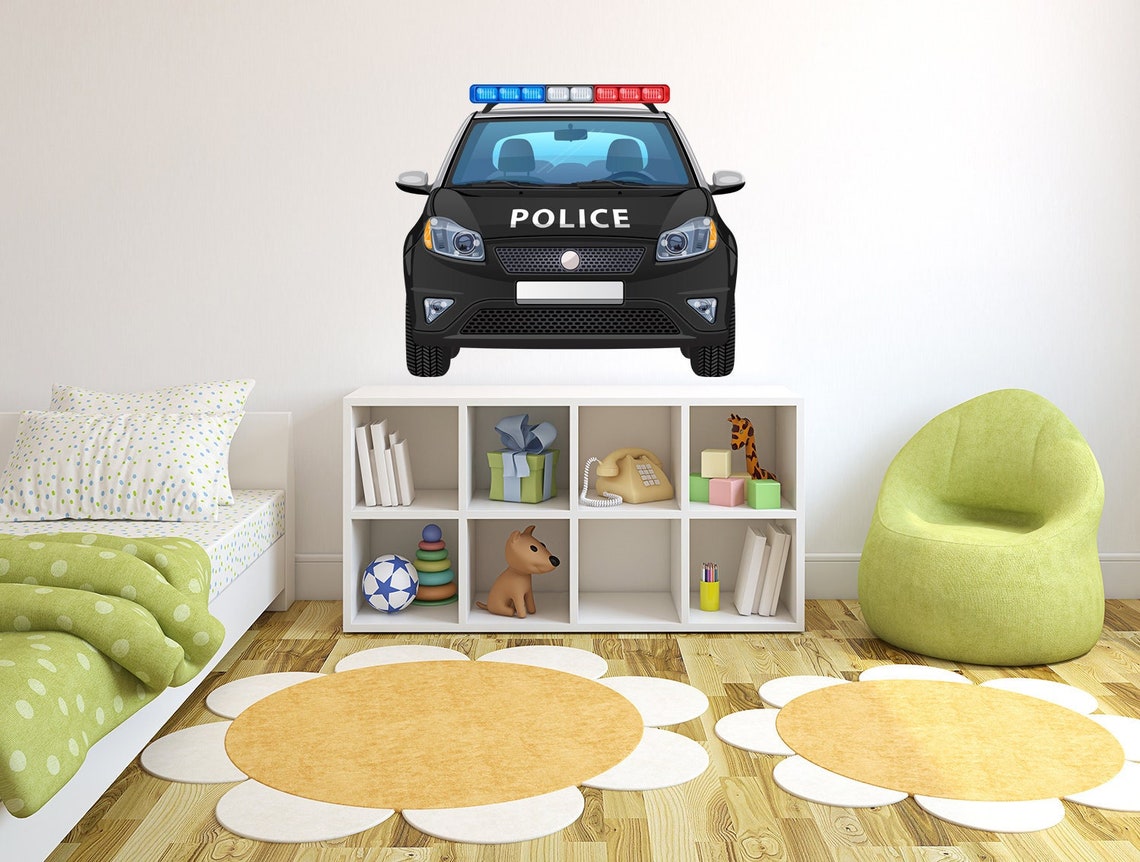Police Car Decal Kids Car Vinyl Patrol Sticker Art Vinyl Home Poster ...
