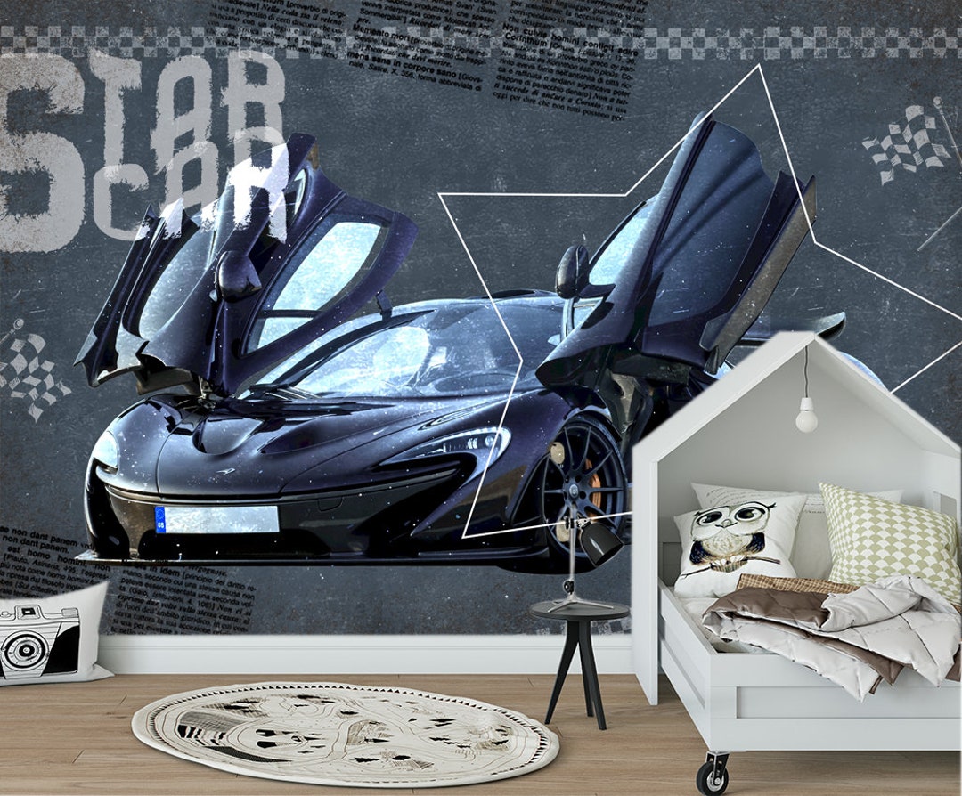Sport Car Wallpaper Transport Print Mechanism Mural Race Car Decal ...