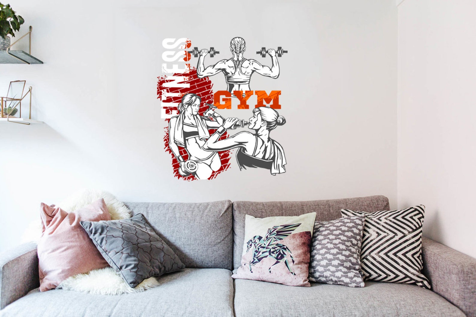 Gym Wall Decal Home Gym Decor Muscle Wall Art Fitness Center Decal ...