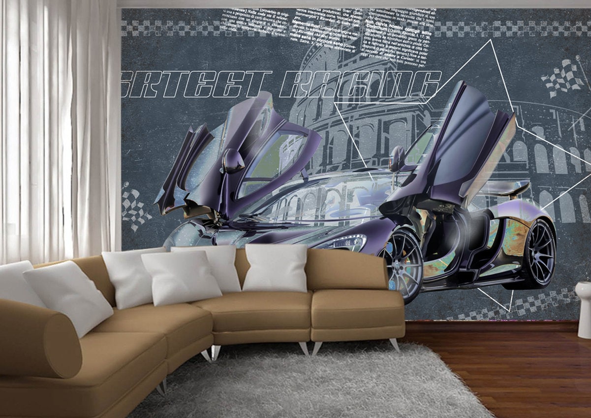 Sport Car Wallpaper Mechanism Mural Super Car Print Boy Room - Etsy